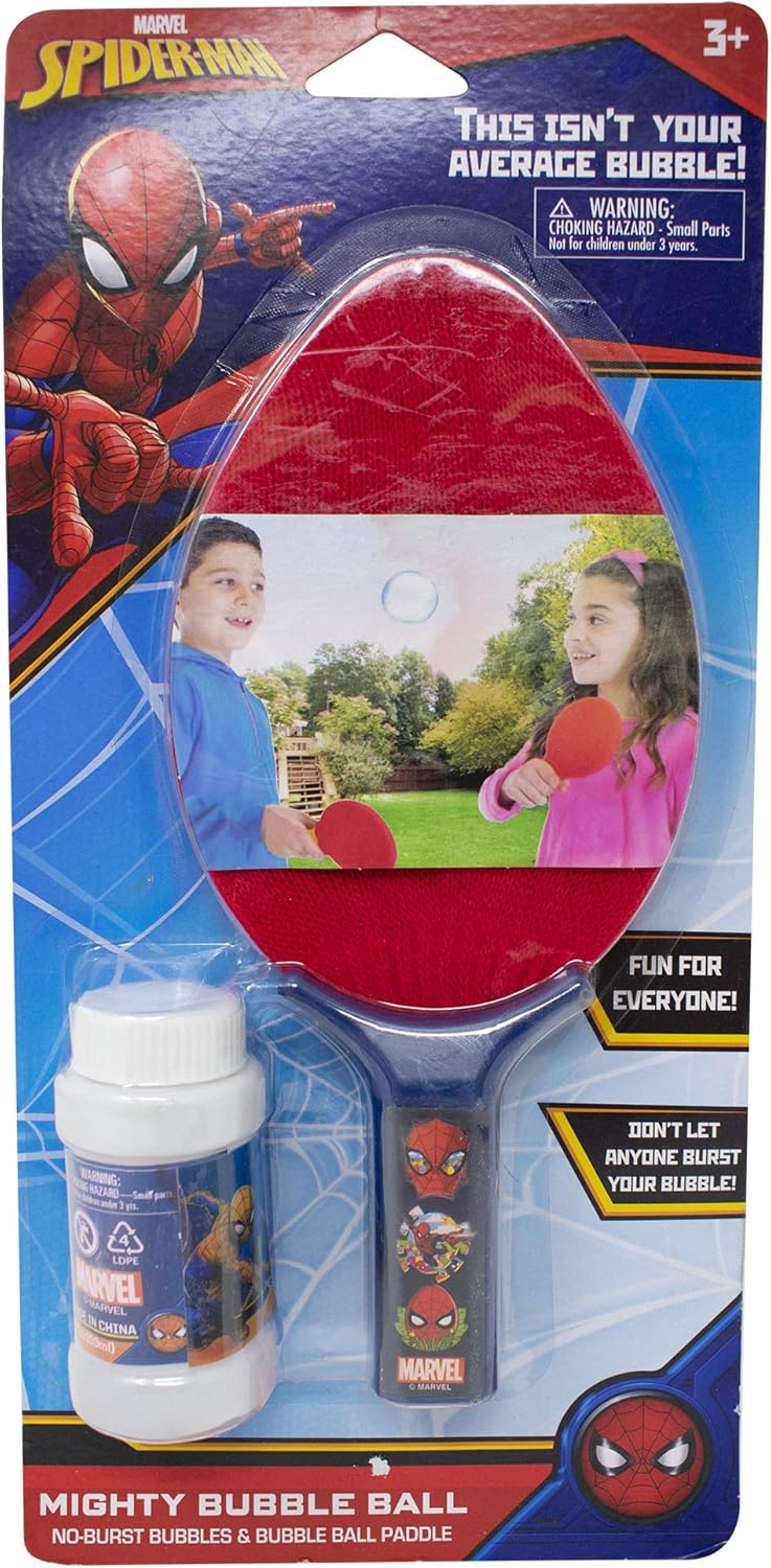 Amazon.com: Marvel Spider-Man Mighty Bubble Ball, Paddle and Bubble ...
