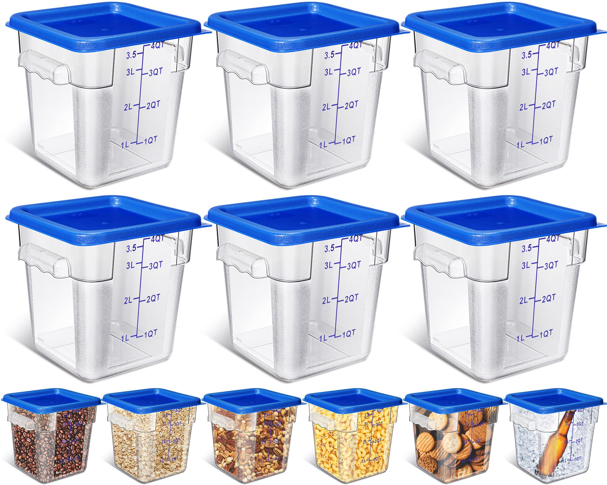 Amazon.com: Yungyan 6 Pcs Commercial Food Storage Containers 4 Qt ...