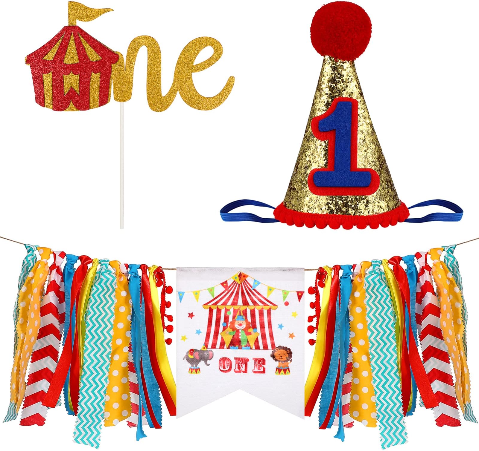 Amazon.com: Carnival Circus High Chair Birthday Banner,Carnival Circus ...