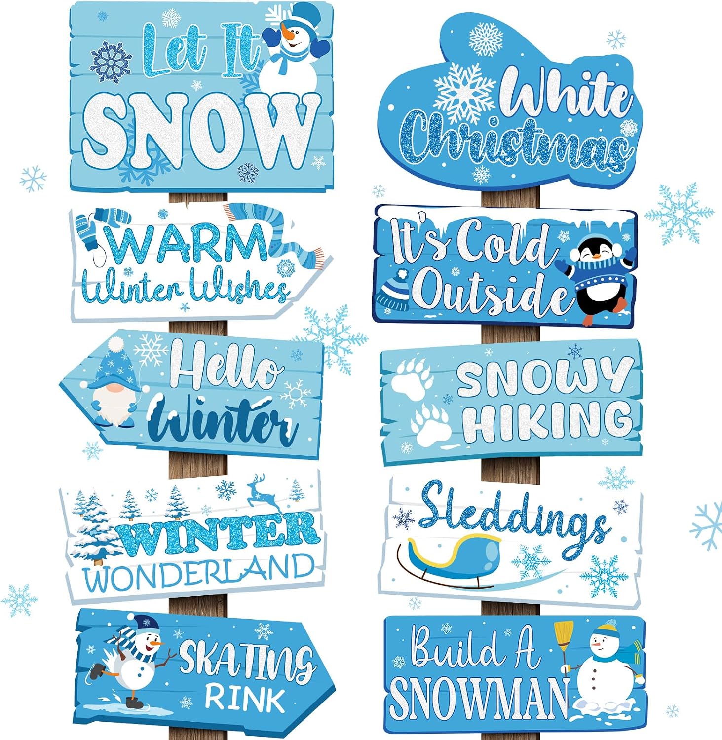 20 Pieces Winter Wonderland Christmas Decorations Let It Snow Winter ...