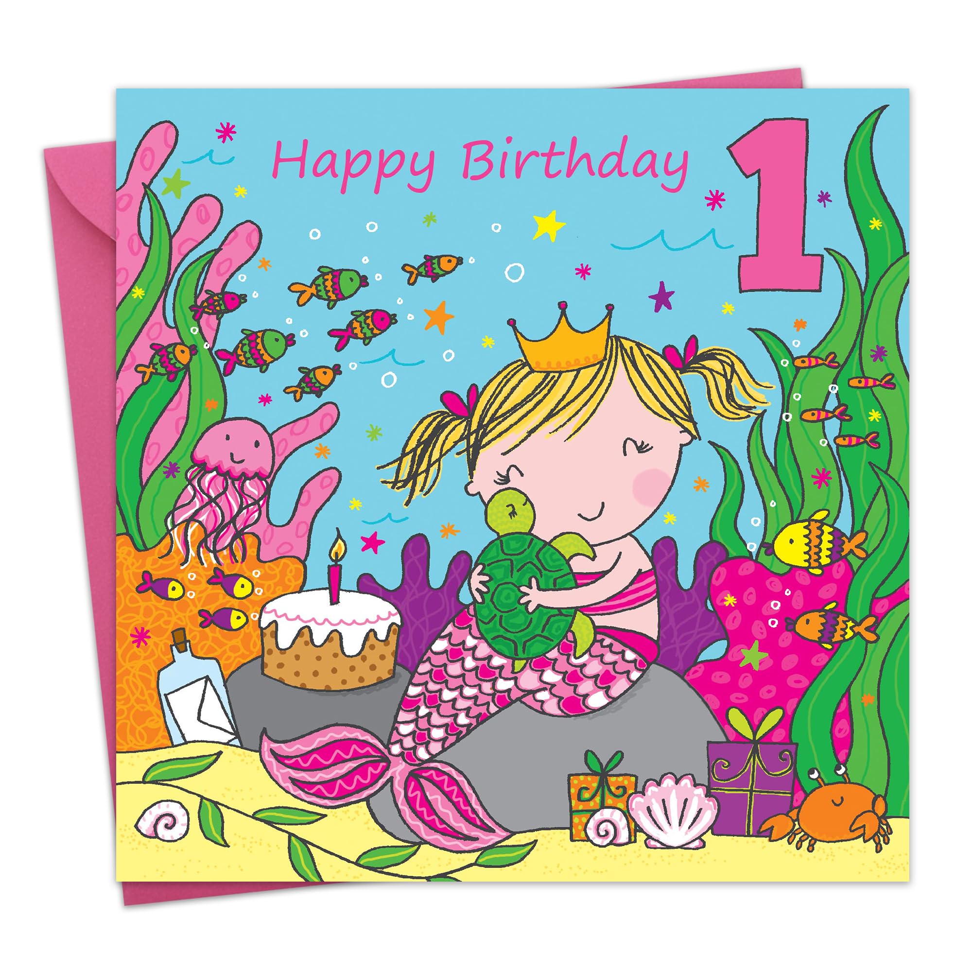 Twizler 1st Birthday Card Girl Mermaid Age 1 Birthday Card | Desertcart ...