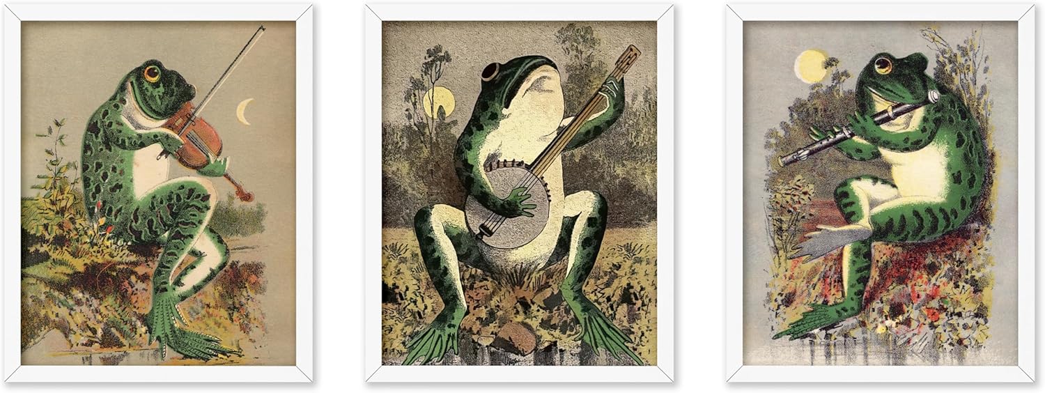 Amazon.com: Poster Master 3-Piece Vintage Frog Poster - Retro Frog ...