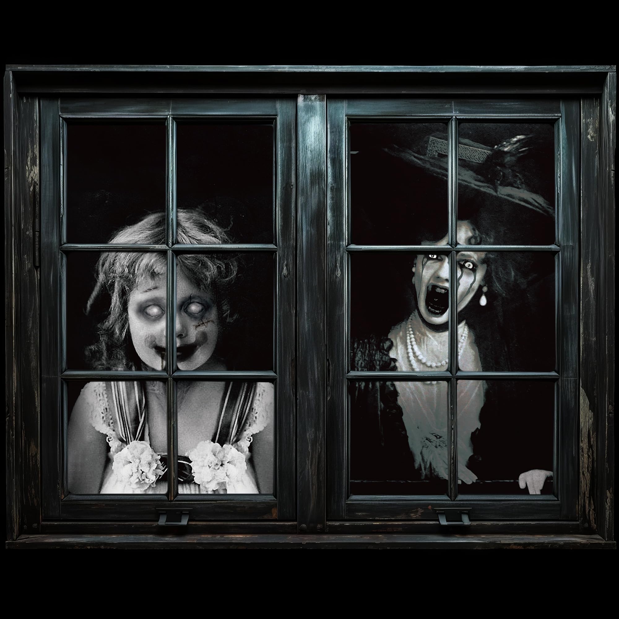 Amazon.com: 2 Pcs Halloween Window Decorations Female Ghost Curtain ...