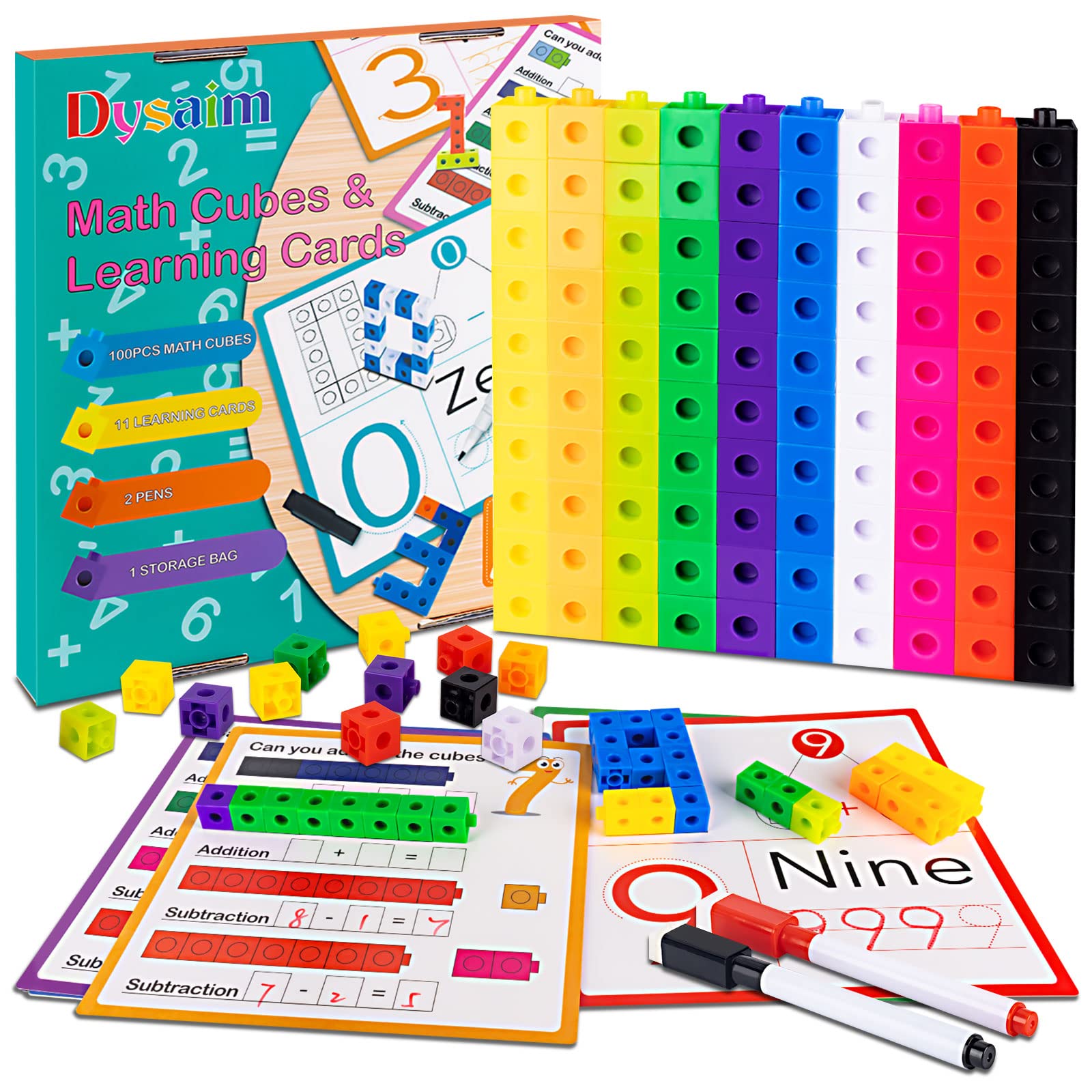 Buy 100PCS Math Manipulatives Cubes with 11PCS Activity Cards, Linking ...