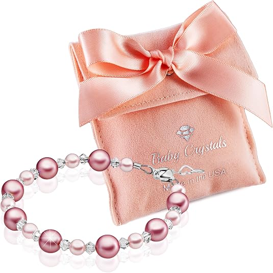 Amazon.com: Baby Crystals Sterling Silver Pearl Bracelet for Baby Girls ...