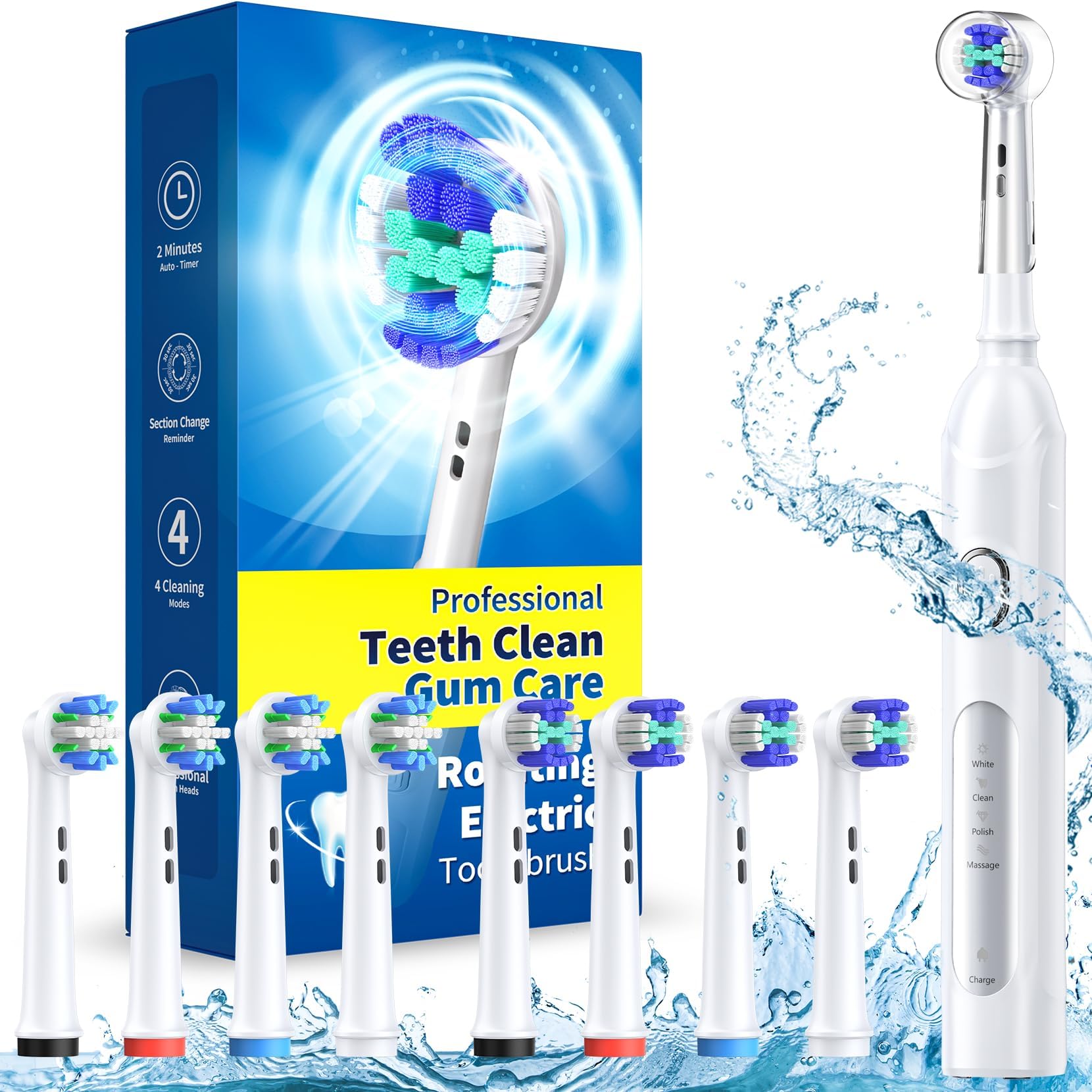 Amazon.com: TEETHEORY Rotating Electric Toothbrush for Adults with 8 ...