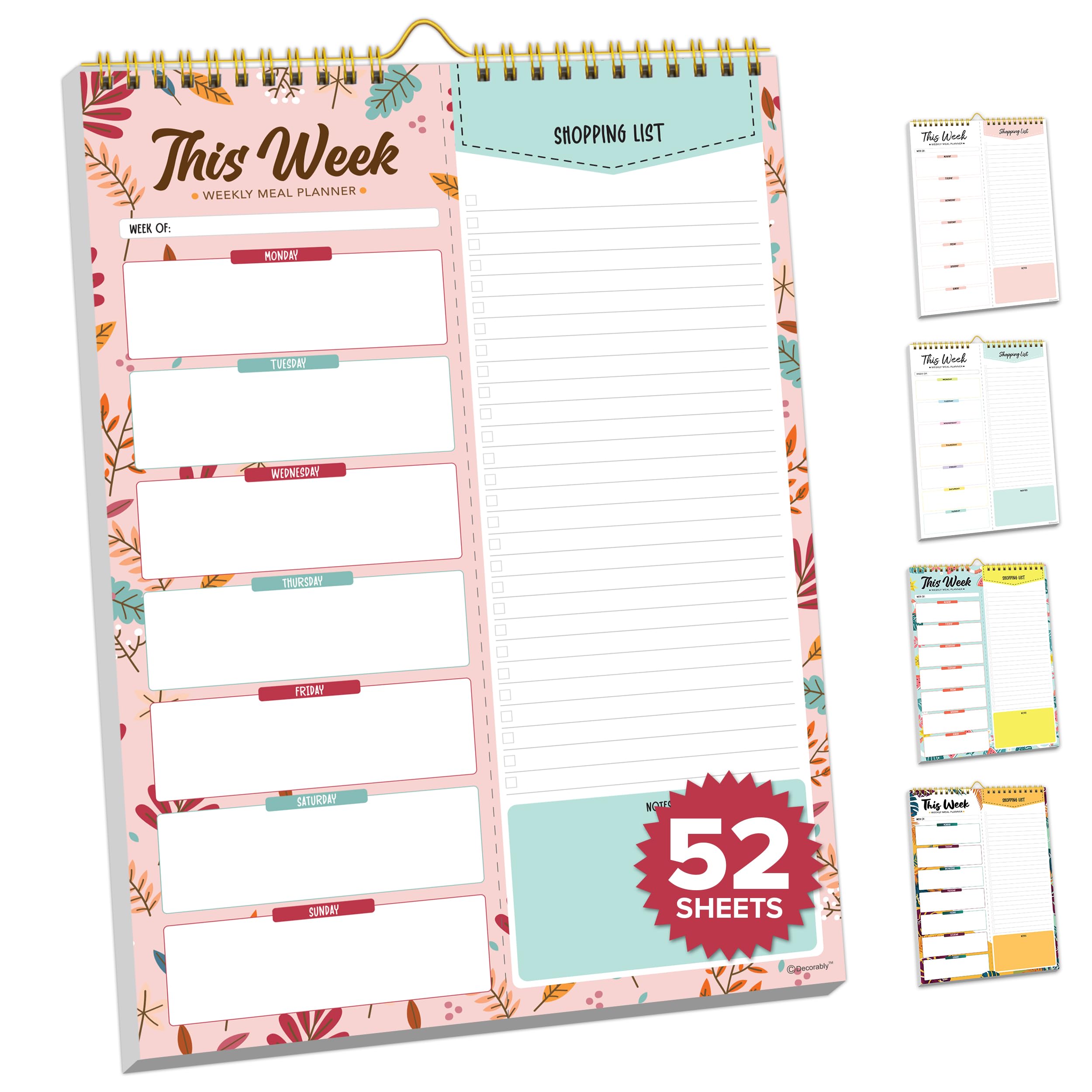 Amazon.com : Decorably Meal Planner Pad With Shopping List Minimalist ...
