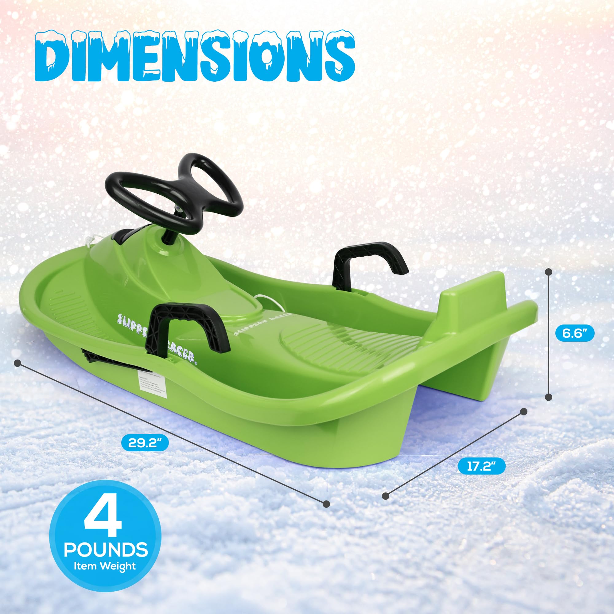 Snapklik.com : Slippery Racer Downhill Derby Kids Steerable Snow Sled