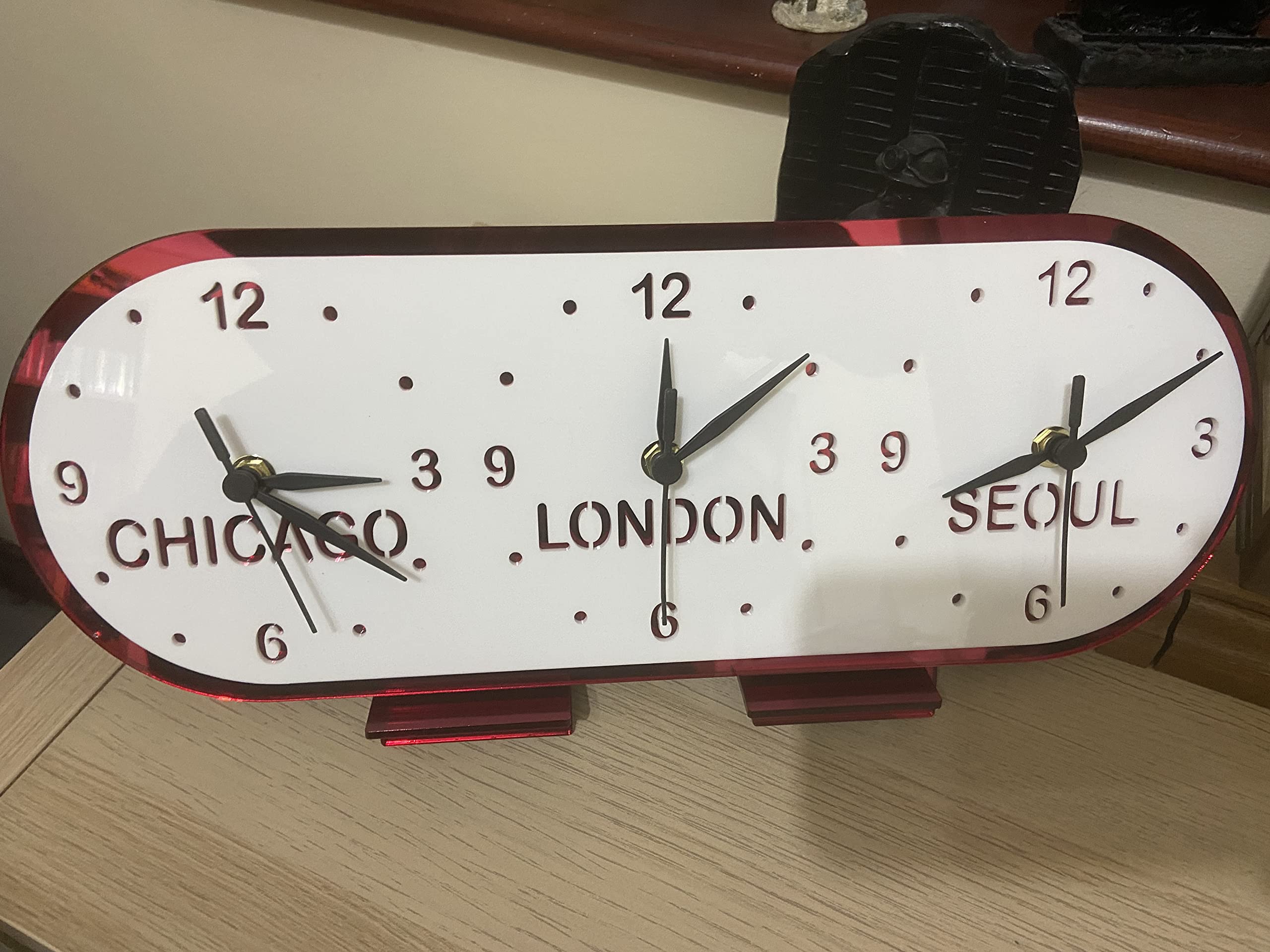 Candy Floss Bespoke Named Square 4 Time Zones Wall Clocks & Desk Stand ...