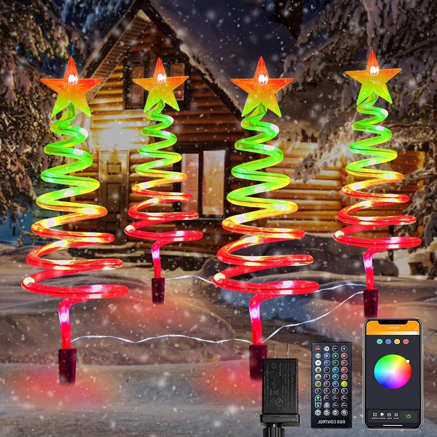 Amazon.com: Outdoor Christmas Decorations Lights, Smart Spiral ...