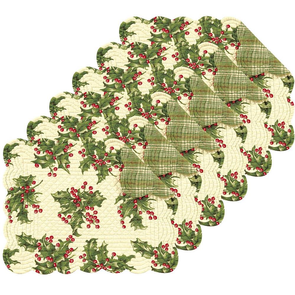 Amazon.com: C&F Home Holly Cream Cotton Quilted Placemat Reversible ...