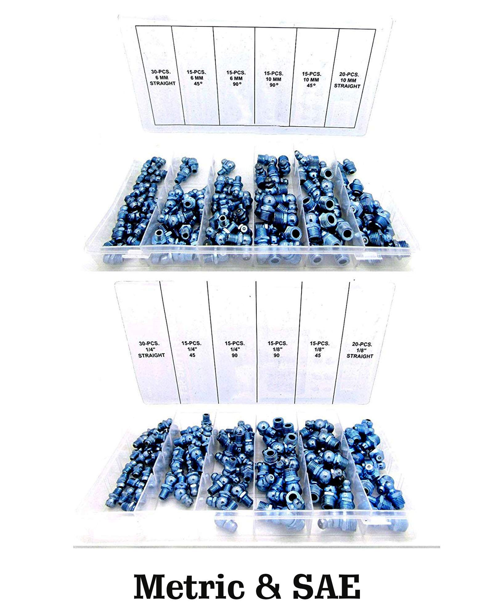 Buy SAE & MM Hydraulic Grease Fitting Kit - 220Pc Hydraulic Grease ...