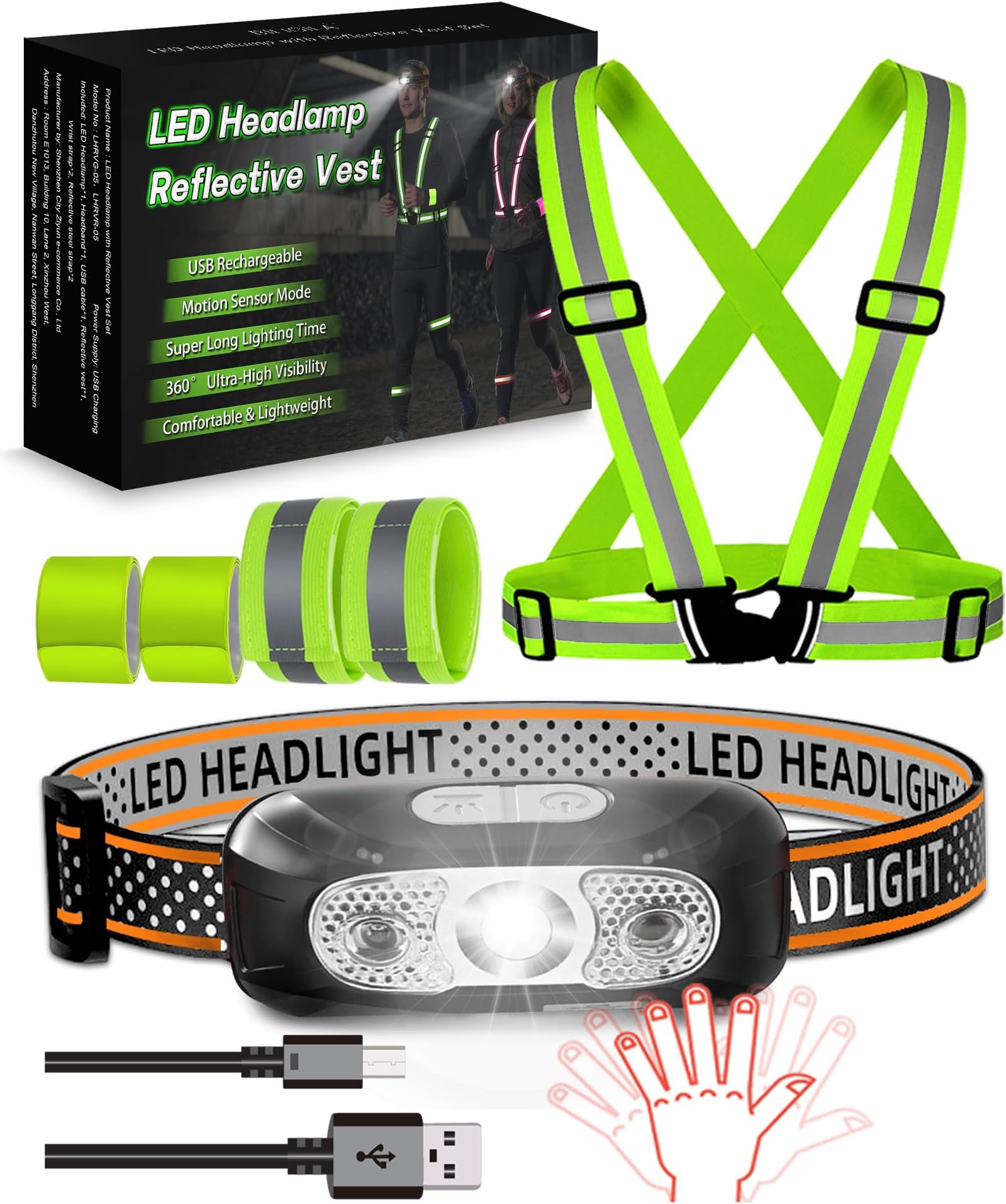 Amazon.com: Reflective Vest with LED Headlamp,6 Pack Light Up ...