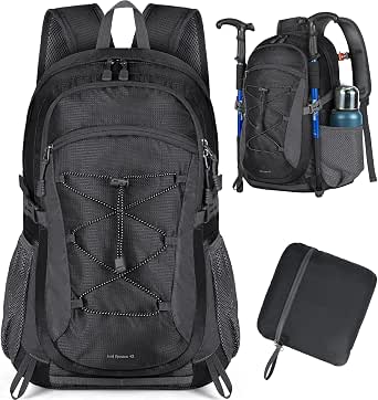 Hiking Backpack 40L Waterproof Camping Backpack Lightweight Packable ...