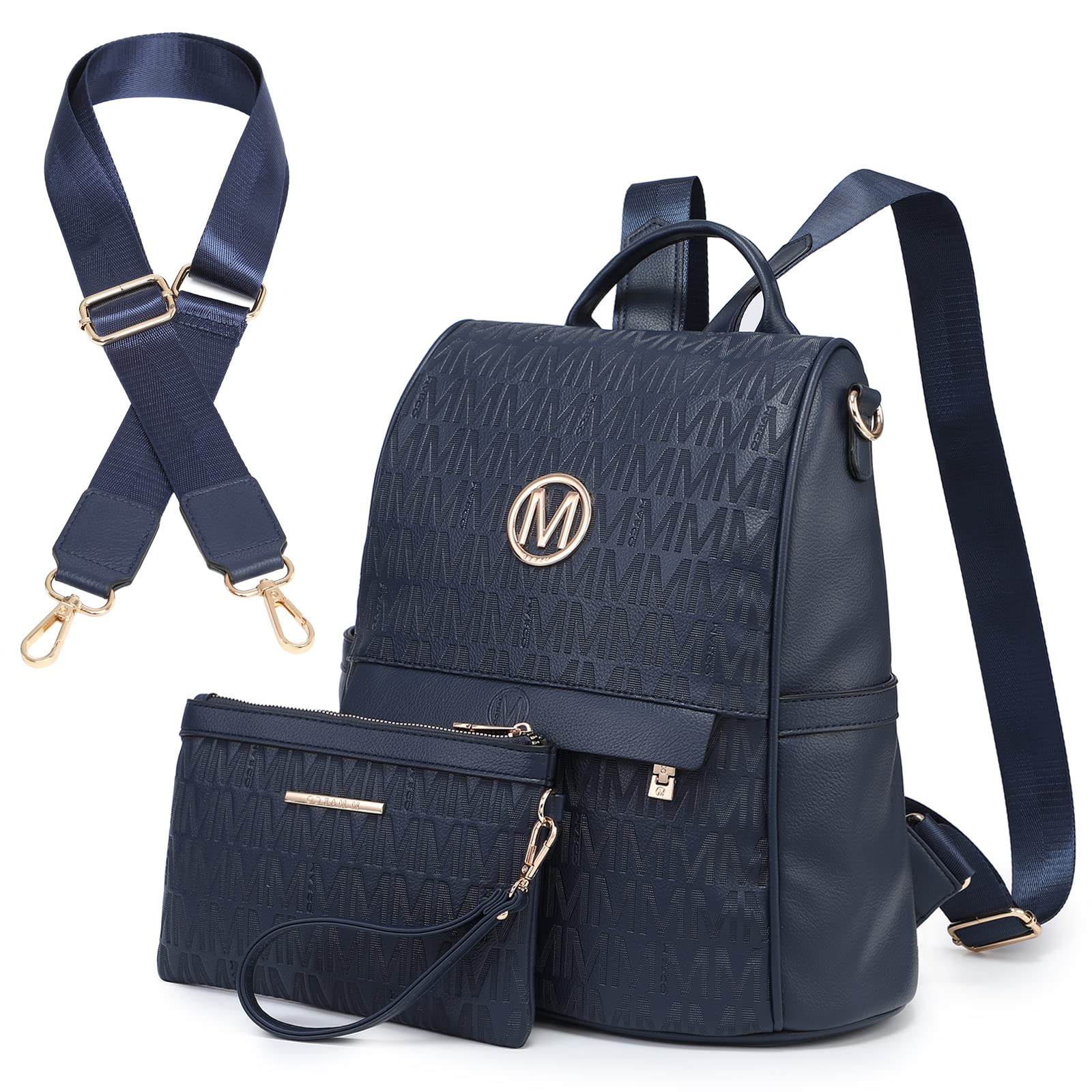 Amazon.com: MKP Women Fashion Backpack Purse Multi Pockets Signature ...