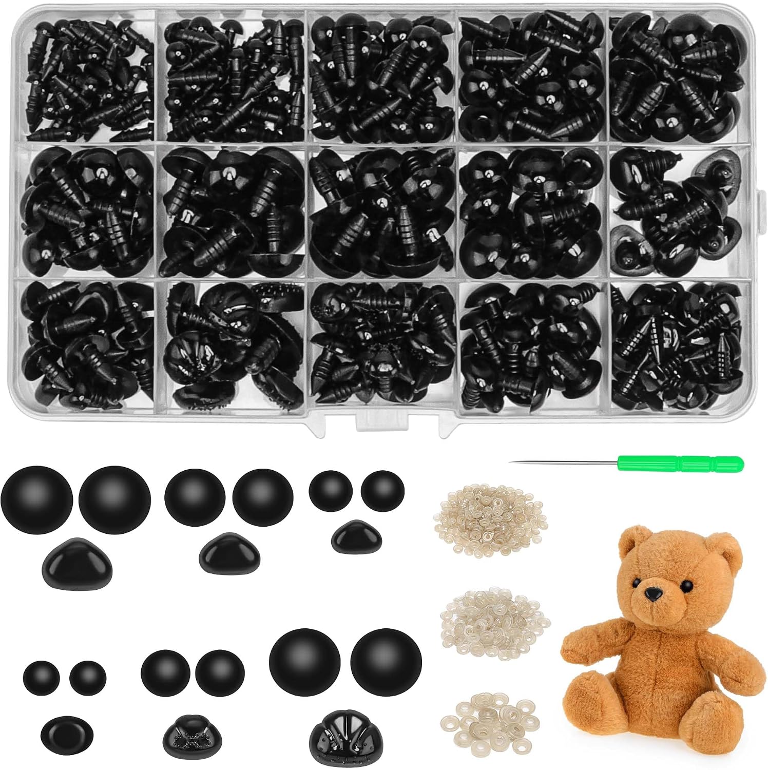 Amazon.com: Maine 566PCS Safety Eyes,5-15mm Amigurumi Eyes with Noses ...