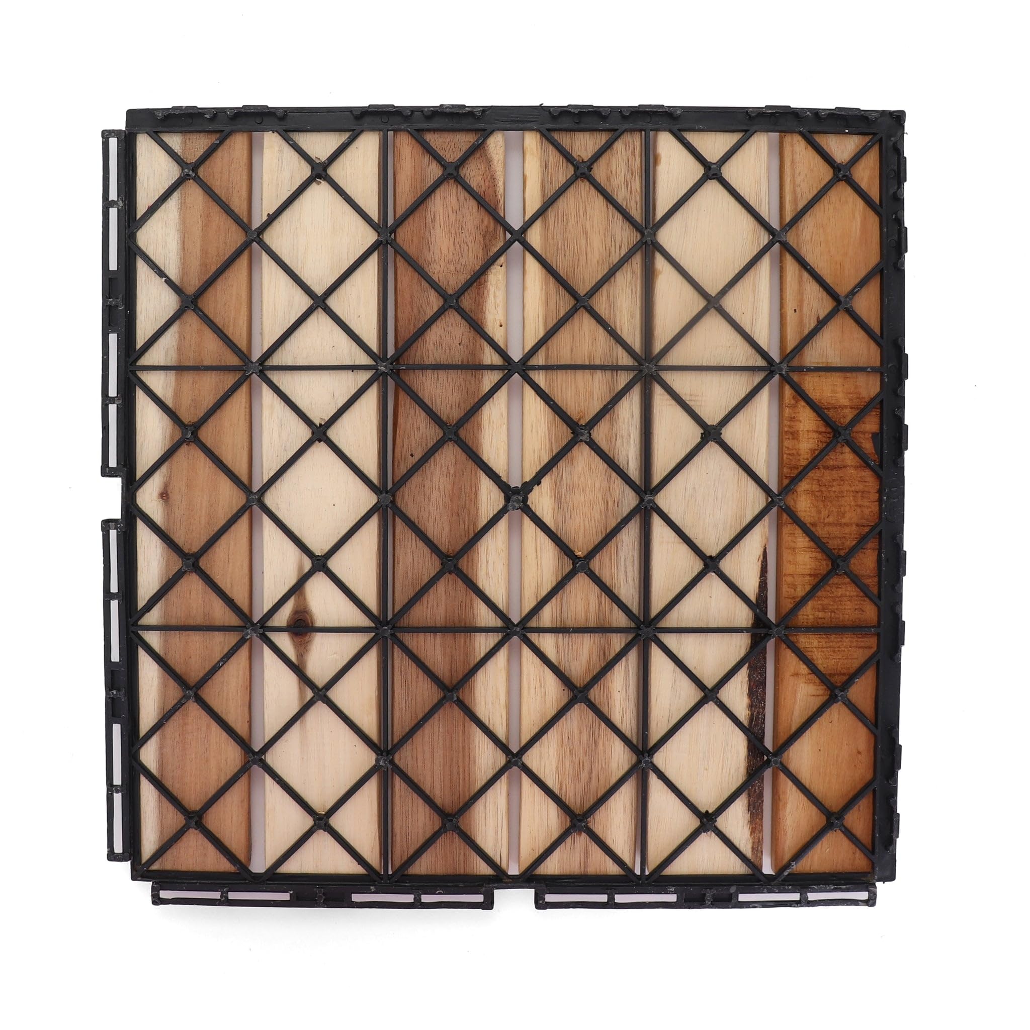 Composite Snap Together Decking Acacia Wood Deck Tiles, Pack Of 6 ...