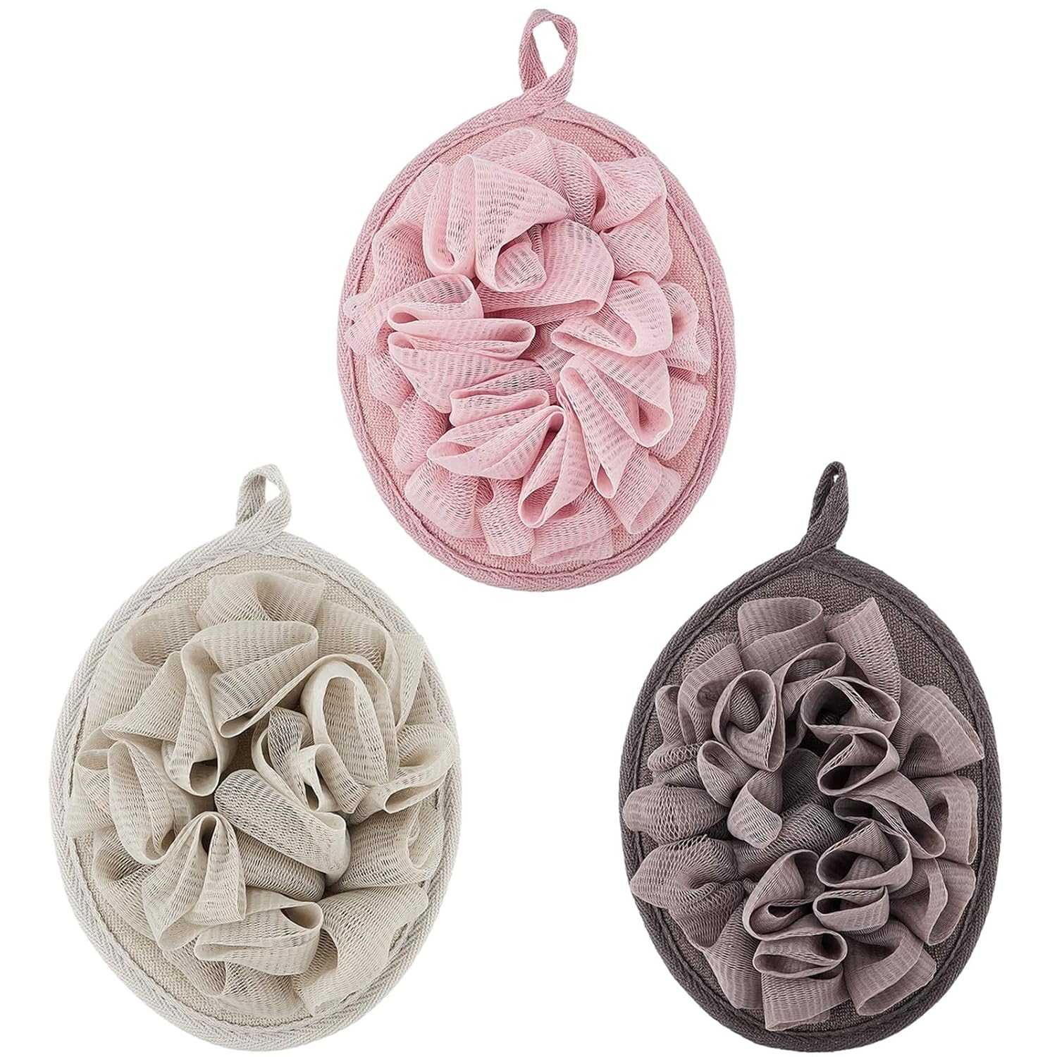 Amazon.com: Boao 3 Pcs Bath Shower Pouf Sponge Mesh Pouf Shower Ball ...