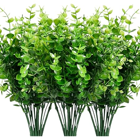 Amazon.com: TEMCHY Artificial Plants Flowers Faux Boxwood Shrubs 6 Pack ...