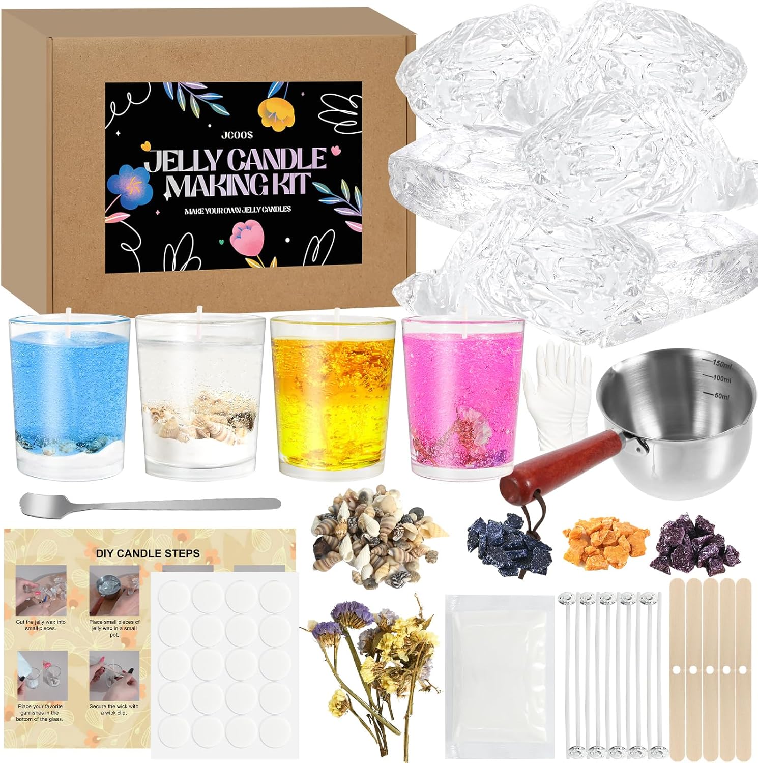 Amazon.com: JCOOS Candle Making Kit, DIY Jelly Wax Melts, Candle Jars ...
