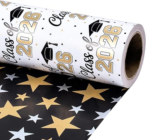 Amazon.com: RUSPEPA Reversible Graduation Wrapping Paper Roll, Mini ...