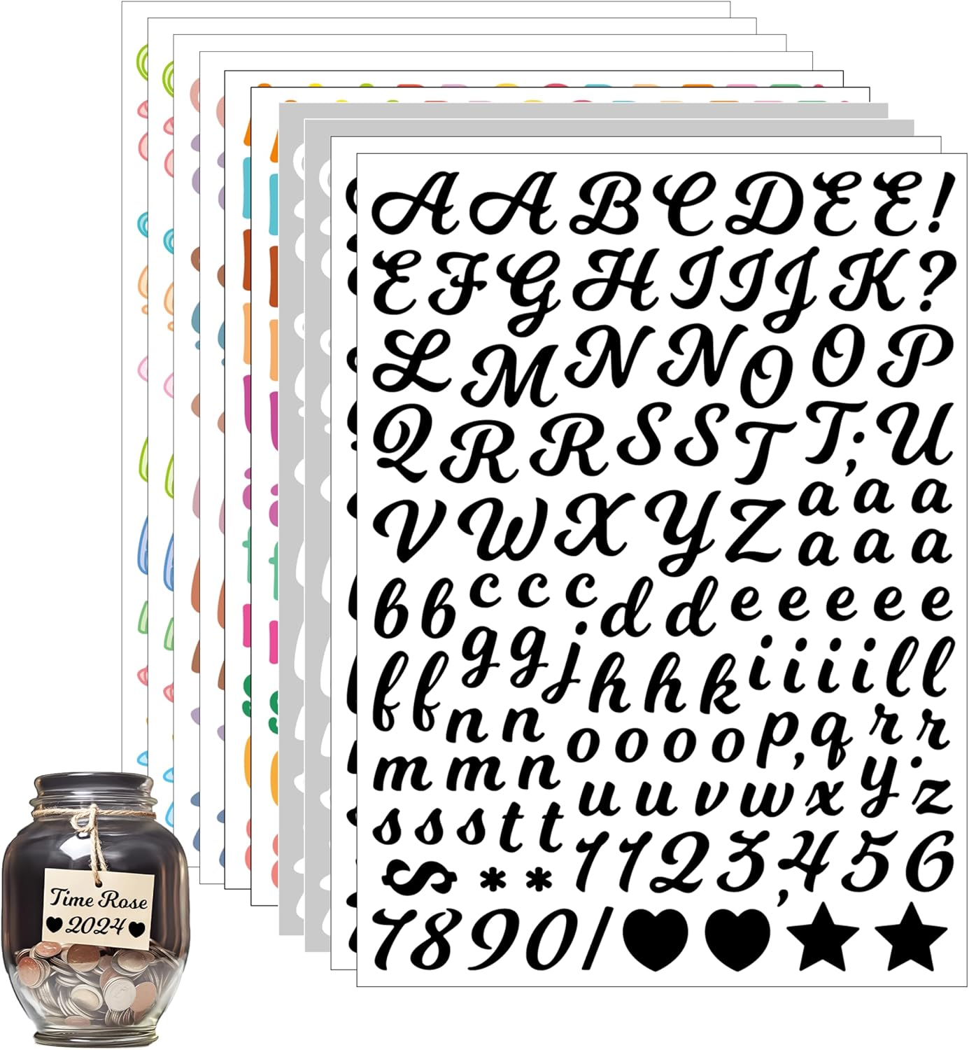 Amazon.com: 10 Sheet Cursive 1/2 Inch Letter Stickers, 1180Pcs 0.5 ...