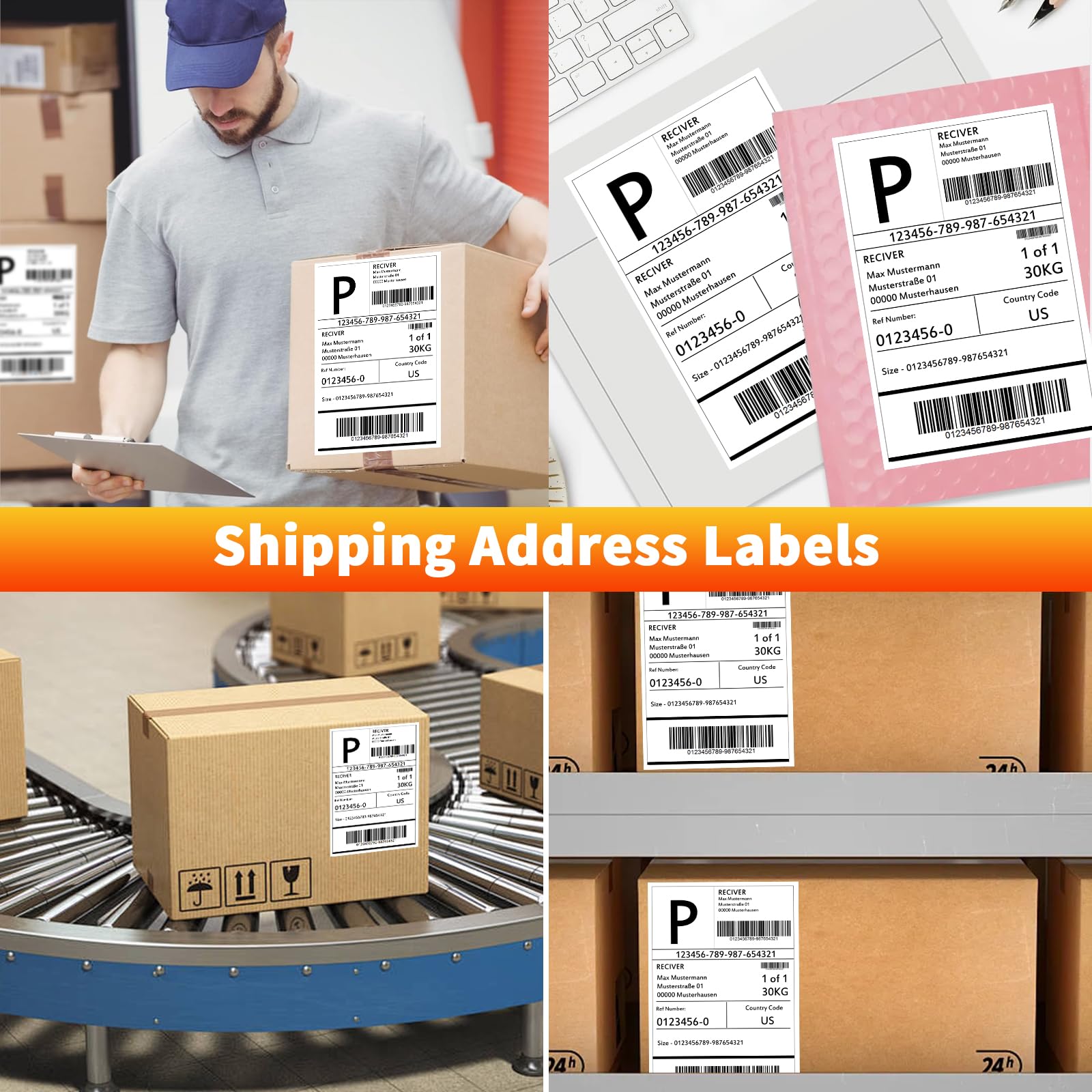 Snapklik.com : Shipping Address Labels, 8.5" X 11" Full Sheet Label Sticker Paper For Laser ...