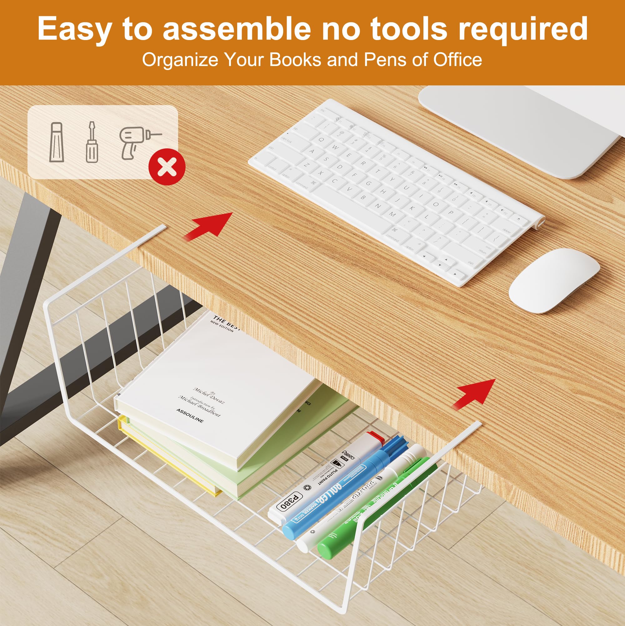 Snapklik.com : Under Shelf Basket, 4 Pack Metal Hanging Wire Shelf ...