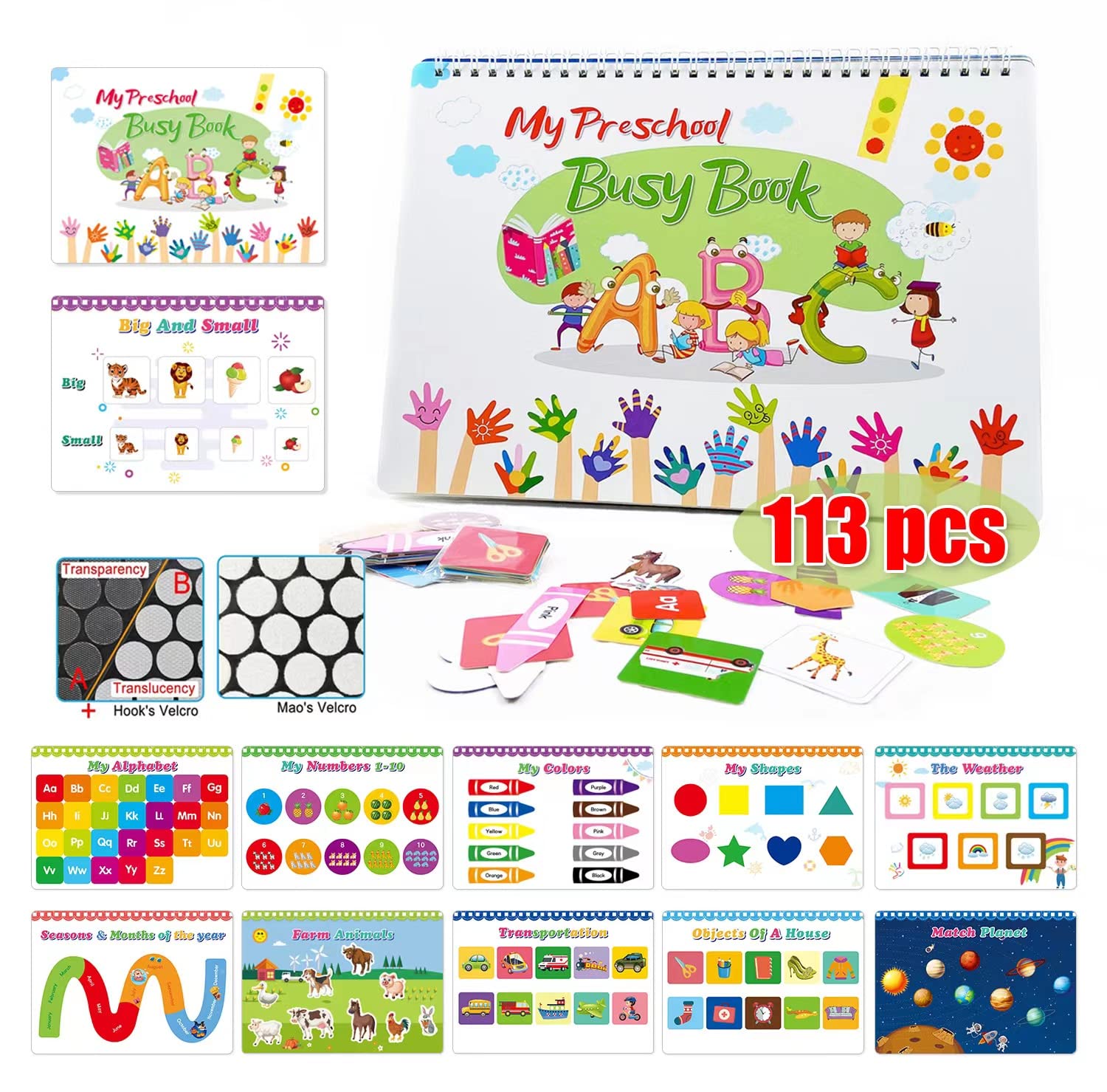 Buy AUTOYSUR Busy Book for Toddlers, Preschool Montessori Learning Toys ...