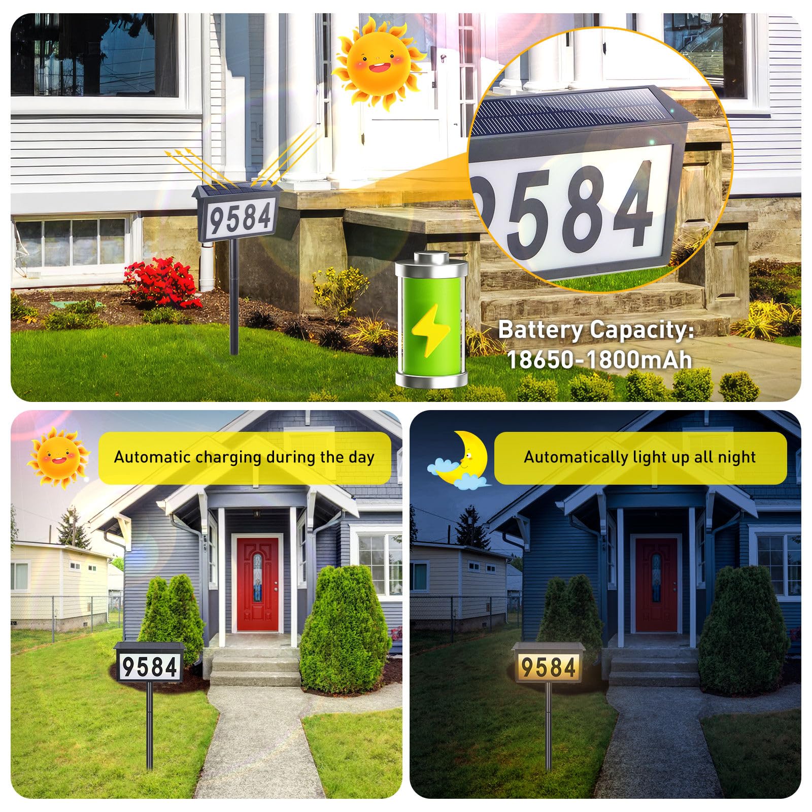 Snapklik.com : Solar House Numbers Address Sign, Solar Address Plaque ...