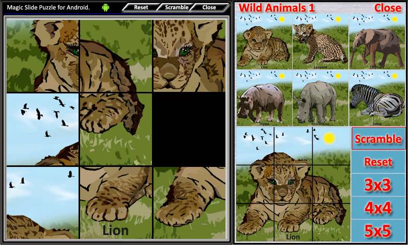 Magic Slide Puzzle - Wild Animals 1 - App on Amazon Appstore