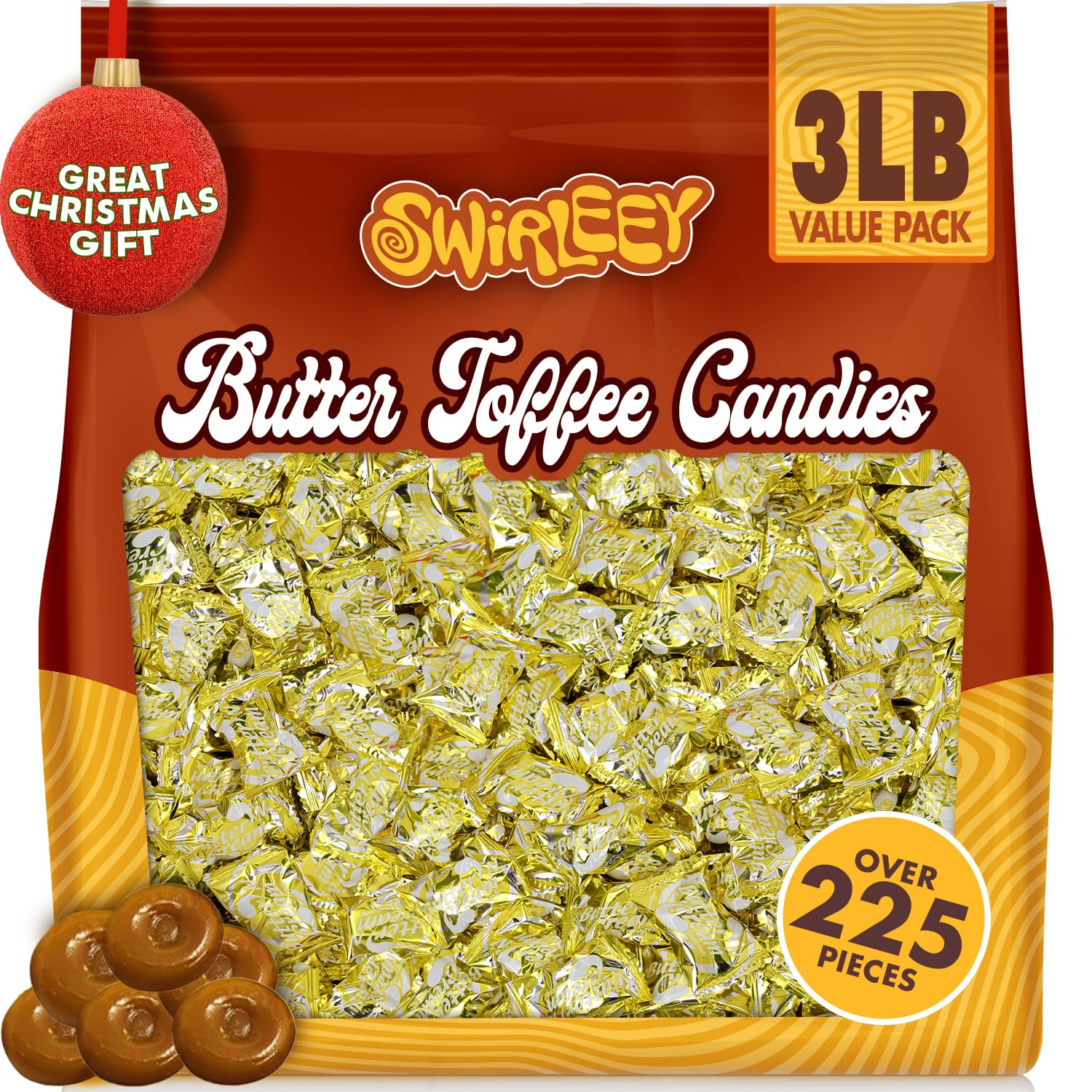 Amazon.com : Butter Toffee Candies - 3LB - Gold Christmas Candies - Old ...