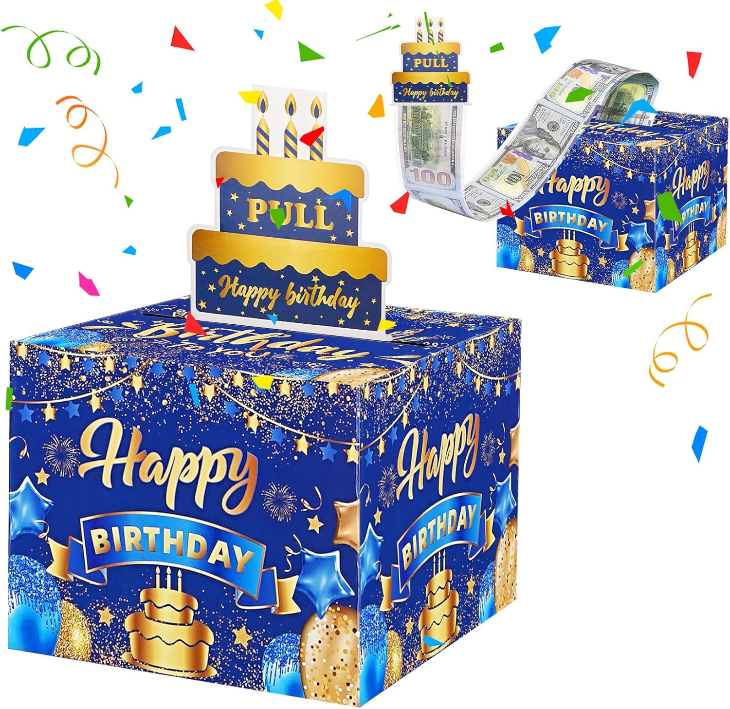 Amazon.com: Birthday Money Pull Box, Money Box for Cash Gift, Happy ...