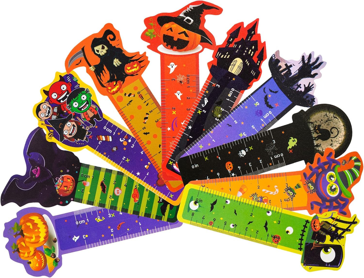 Amazon.com: 50 Pcs Halloween Bookmarks, Halloween Bookmark Ruler ...