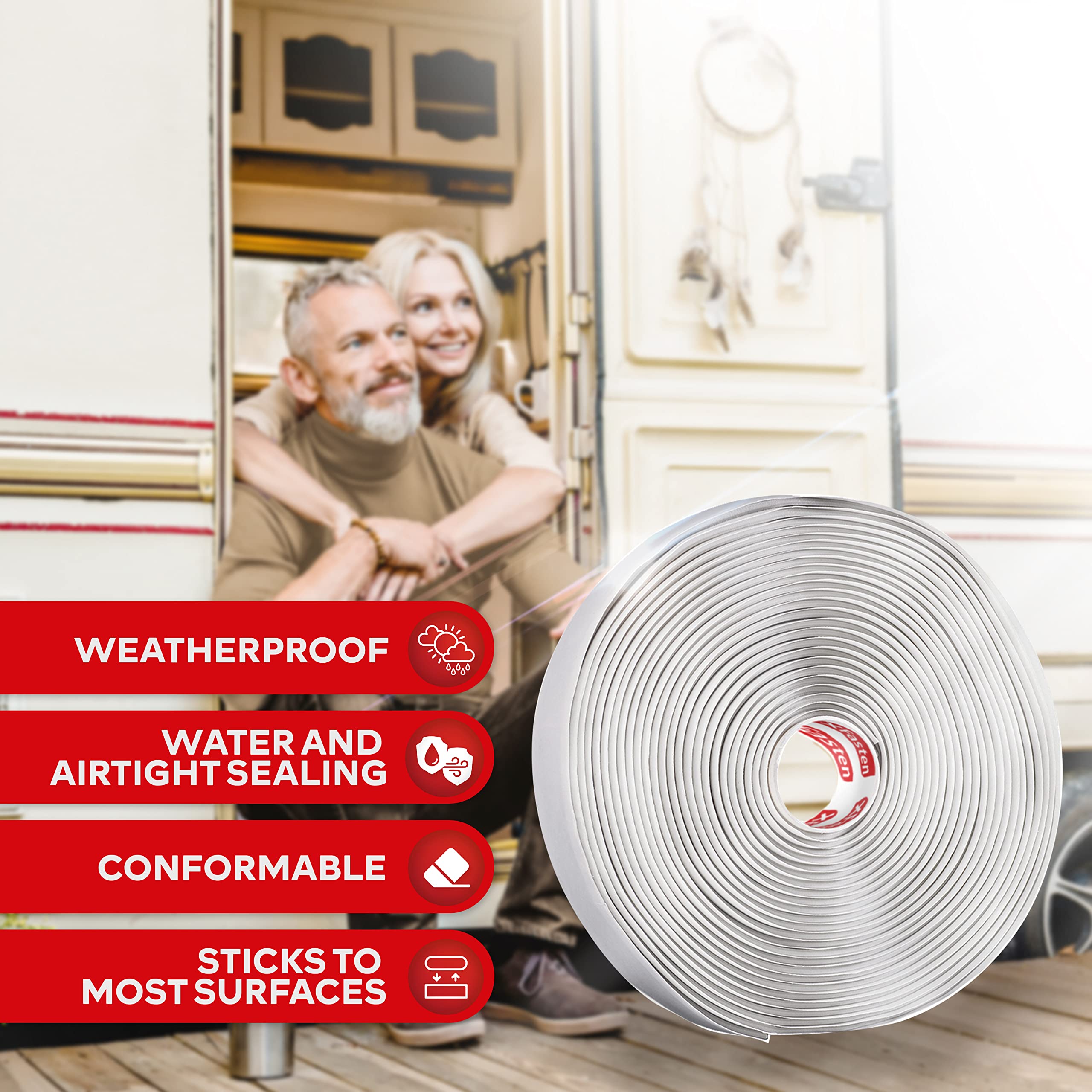 XFasten Butyl Sealing Tape, Gray, 1/8-In x 3/4-In x 30-Foot Plumbers ...