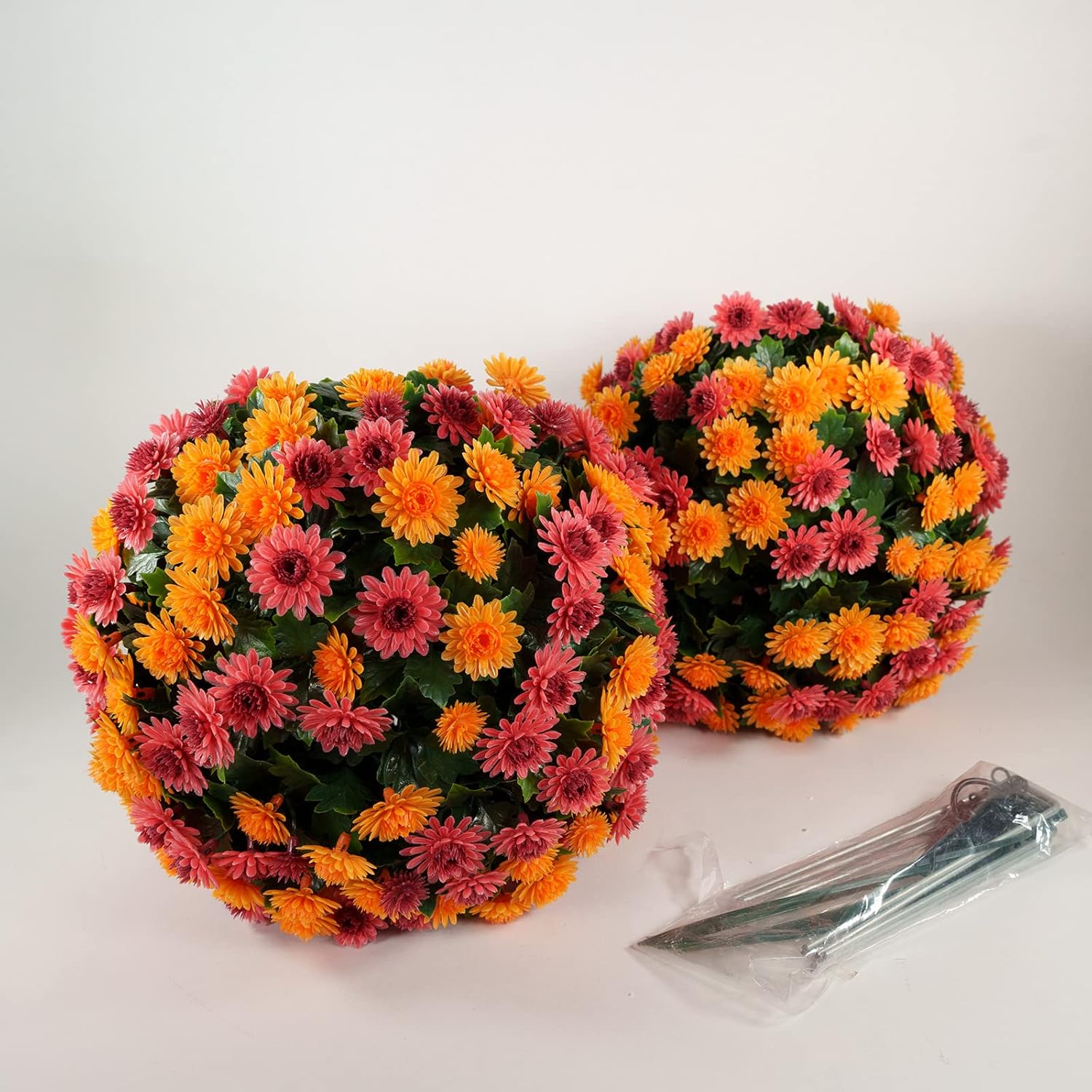 Amazon.com - 42 North Set of 2 Artificial Topiary Faux Mum Garden ...