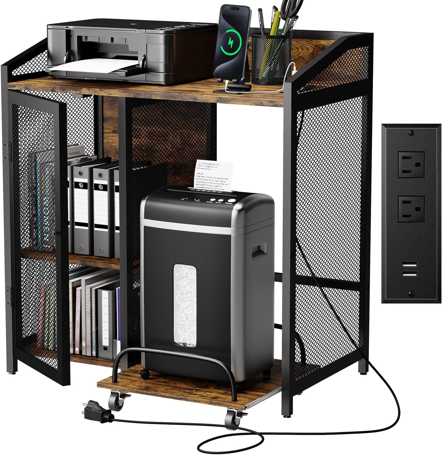 Amazon.com: Ryvorbe Printer Stand with Storage, Mobile Shredder Stand-3 ...