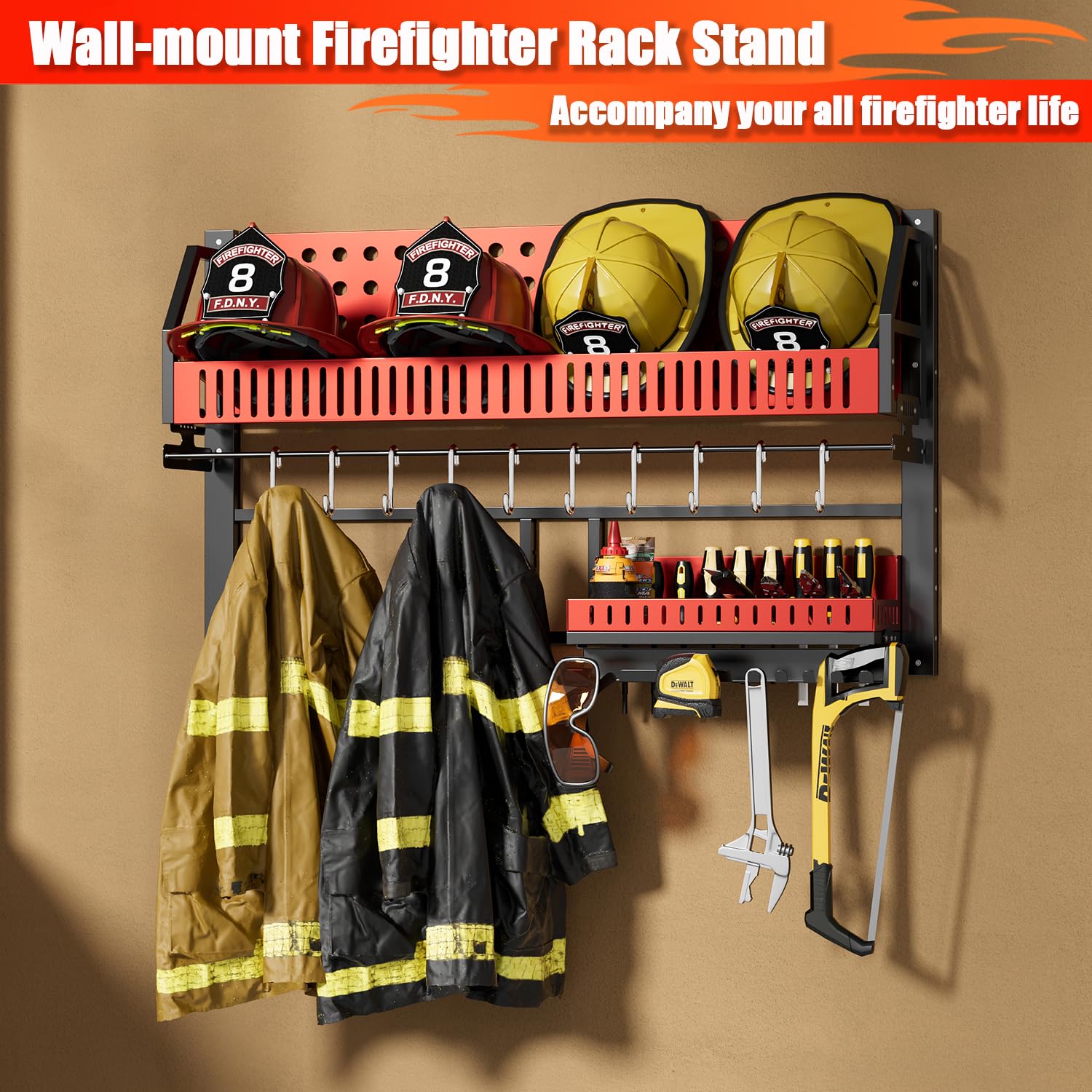 Snapklik.com : Fireman Gear Storage Rack, Wall Mounted Firefighter Gear ...