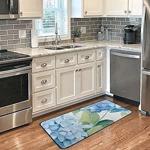Amazon.com: Blue Hydrangea Flower Butterfly Tropical Kitchen Rugs ...