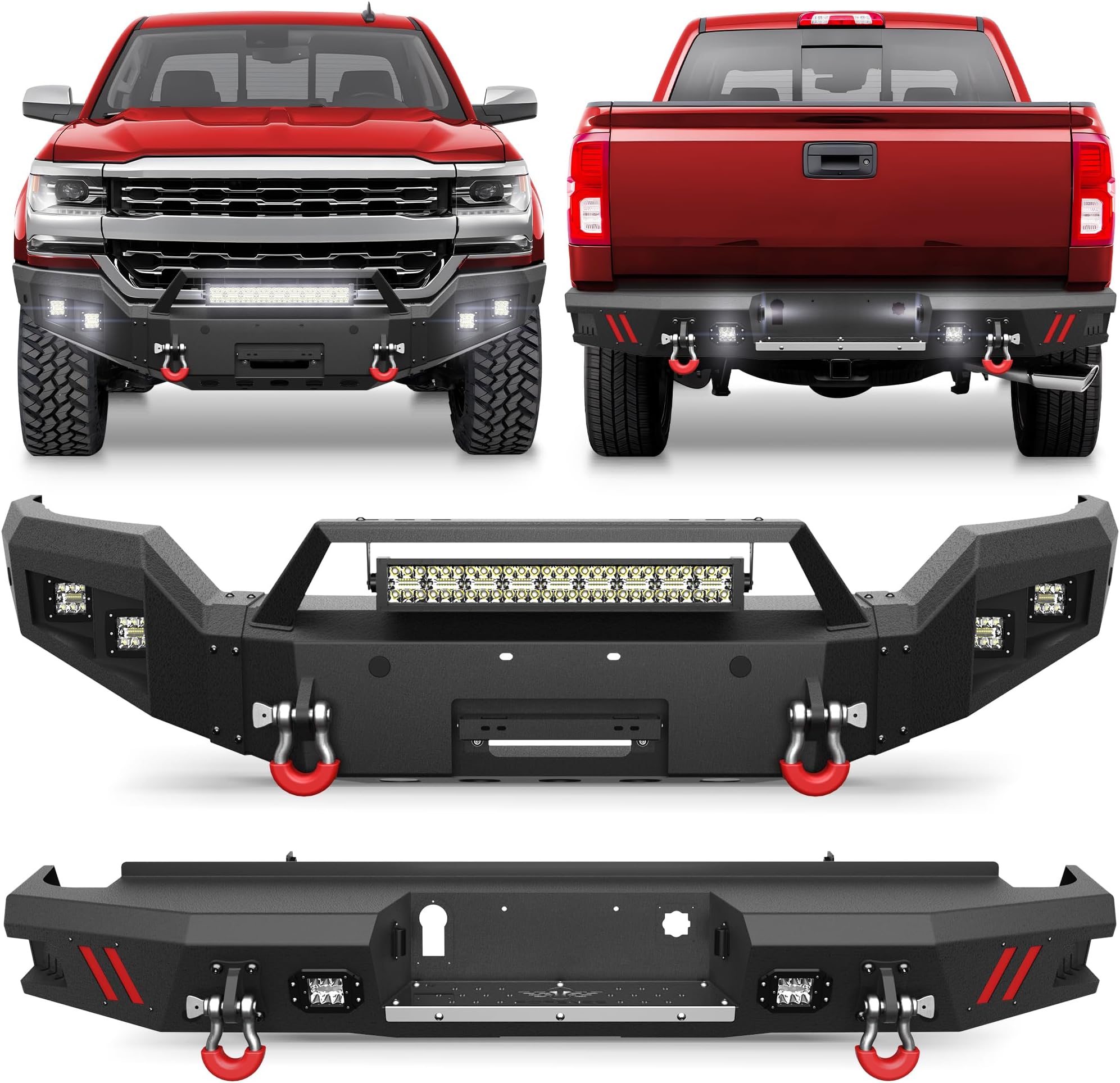 Amazon.com: Longsun Front & Rear Bumpers Fit Chevrolet Silverado 1500 ...