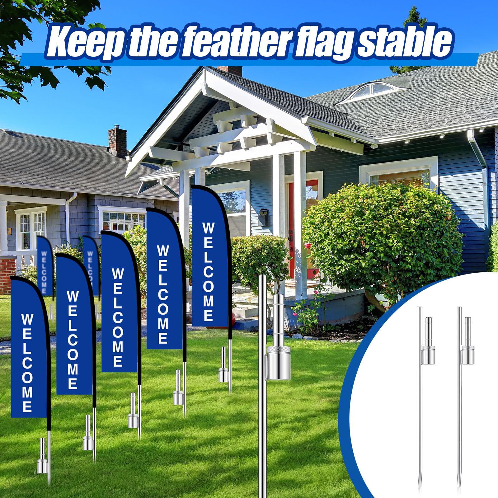 Pelopy Feather Flag Ground Spike Ground Stake Flag Base Heavy Duty Flag ...
