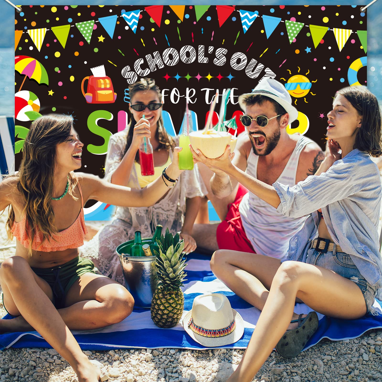 Snapklik.com : End Of School Year Theme Backdrop For Kids Class Summer ...