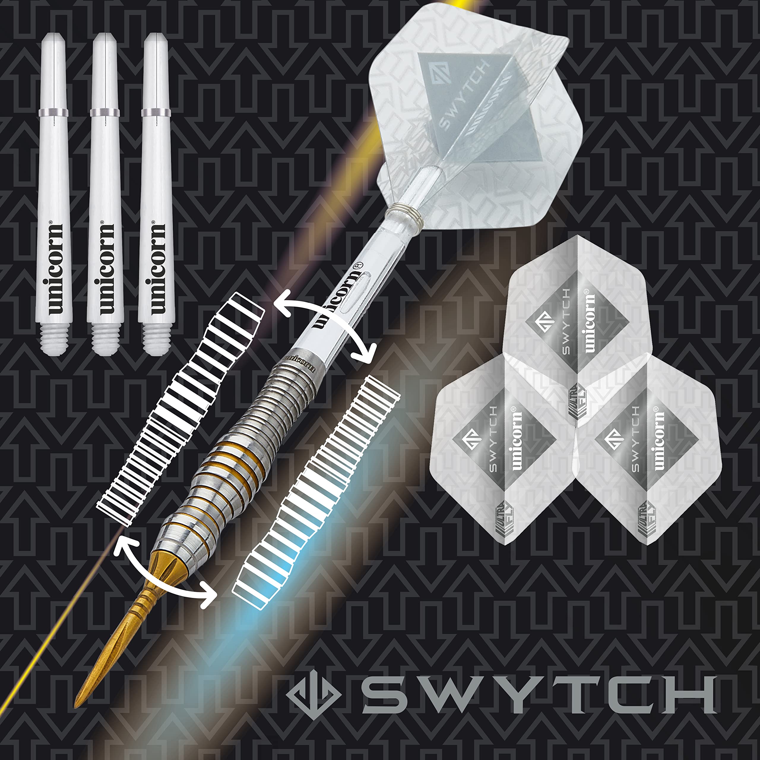 Snapklik.com : Unicorn Darts Set Swytch 80% Natural Tungsten Barrels