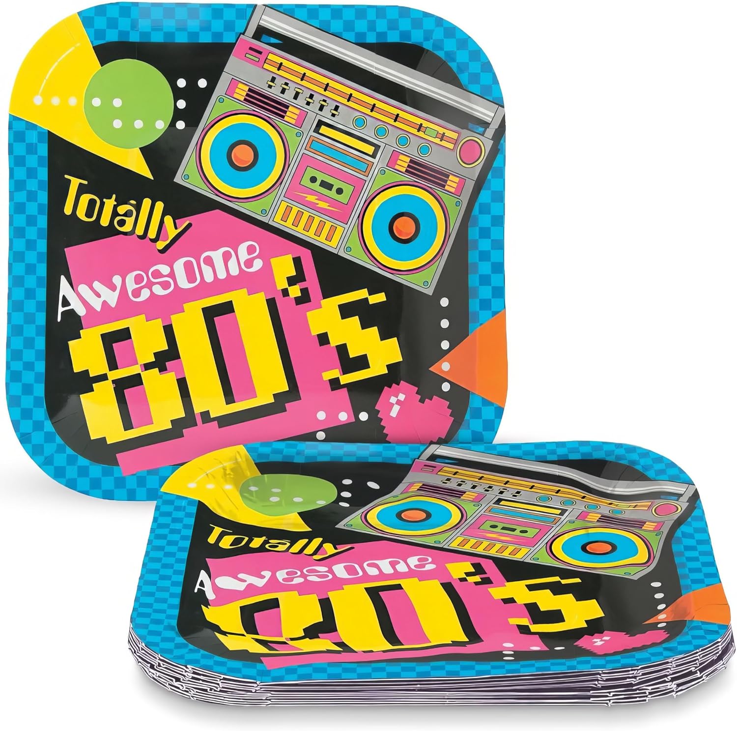 Amazon.com: Fun Express Radical Multicolor 80’s Party Dessert Square ...