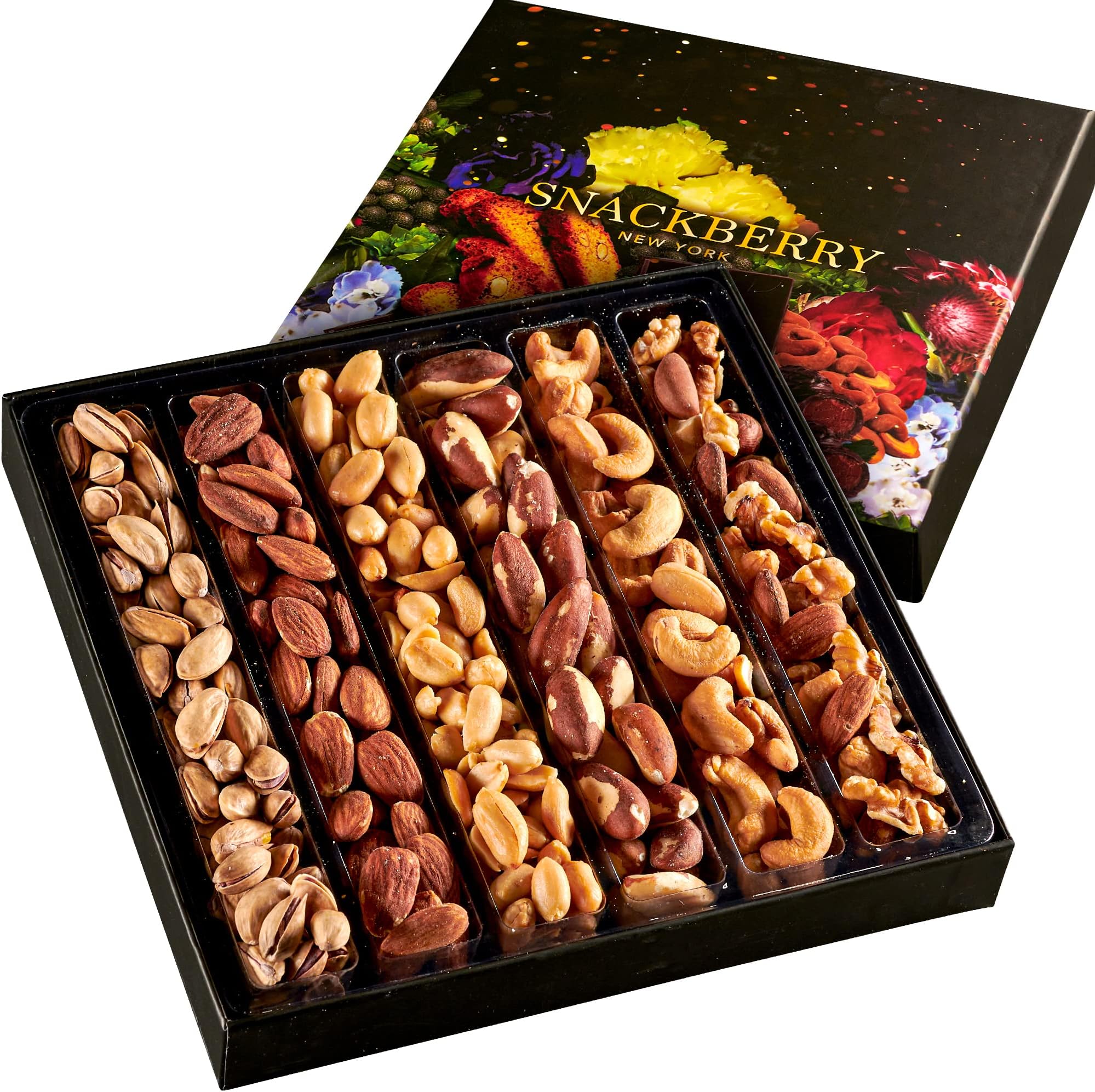 Amazon.com : Nuts Gift Basket 7 Section Assorted Gift Tin Box | Gourmet ...