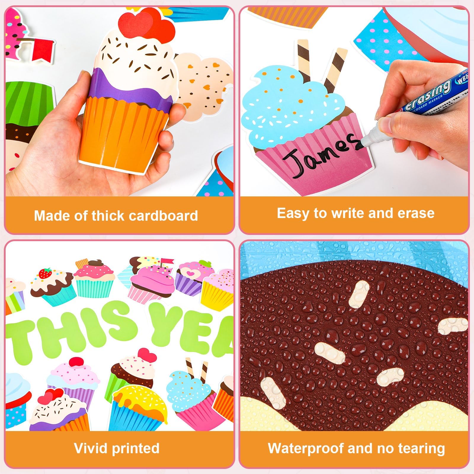 Snapklik.com : ZOIIWA Cupcake Birthday Bulletin Board Spring Bulletin ...