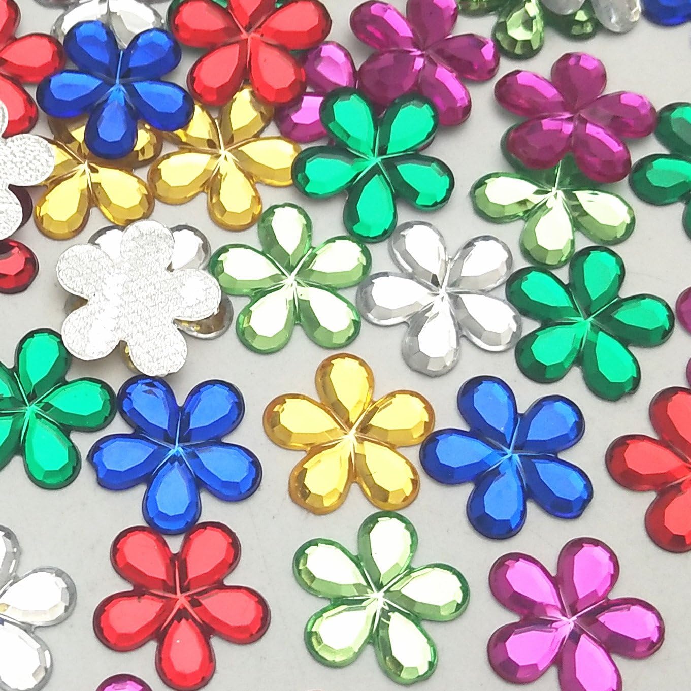 Amazon.com: Libiline 80pcs 10mm(0.4'') Mini Resin Flowers with Shiny ...