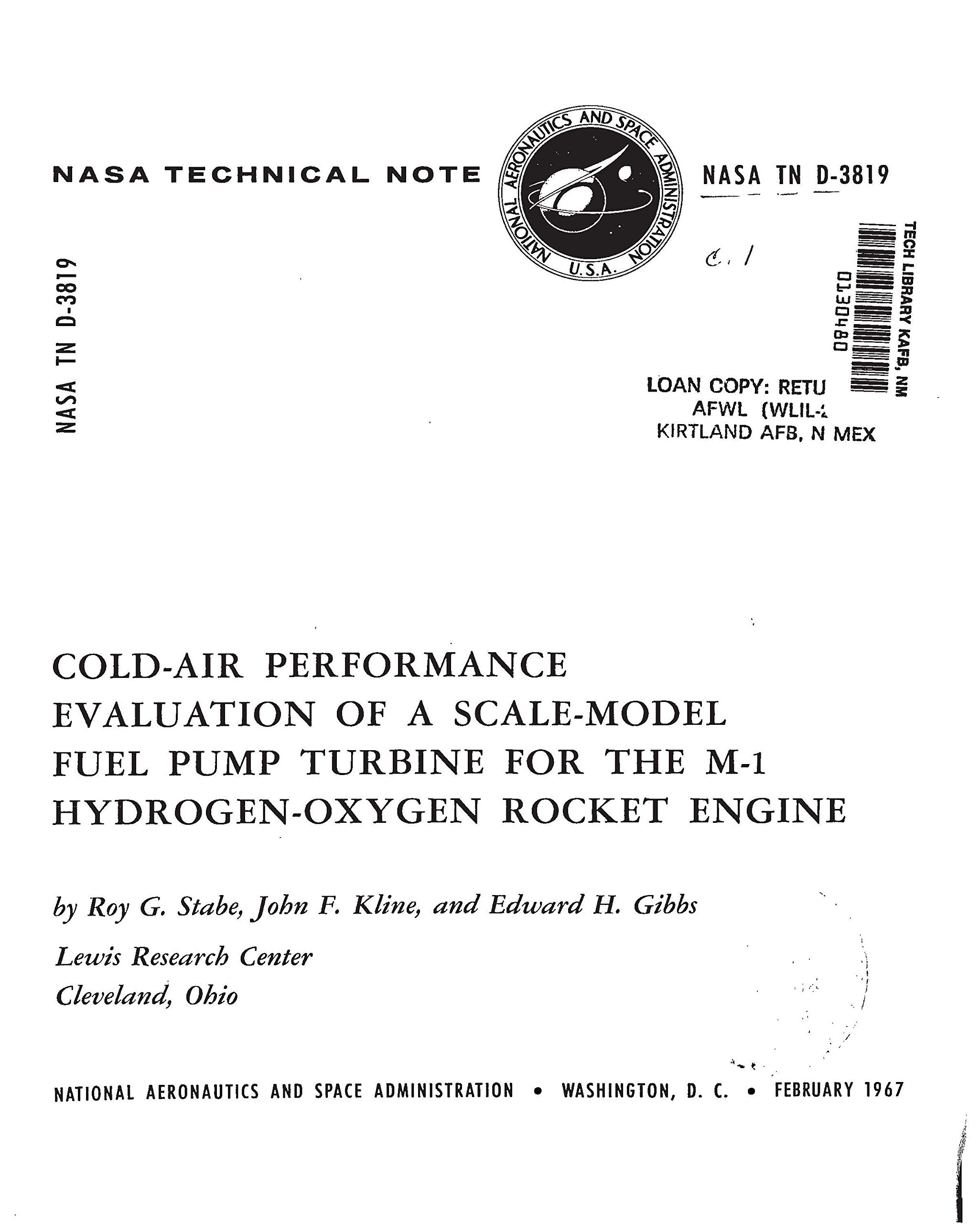 Buy Cold-air performance evaluation of a scale- model fuel pump turbine ...