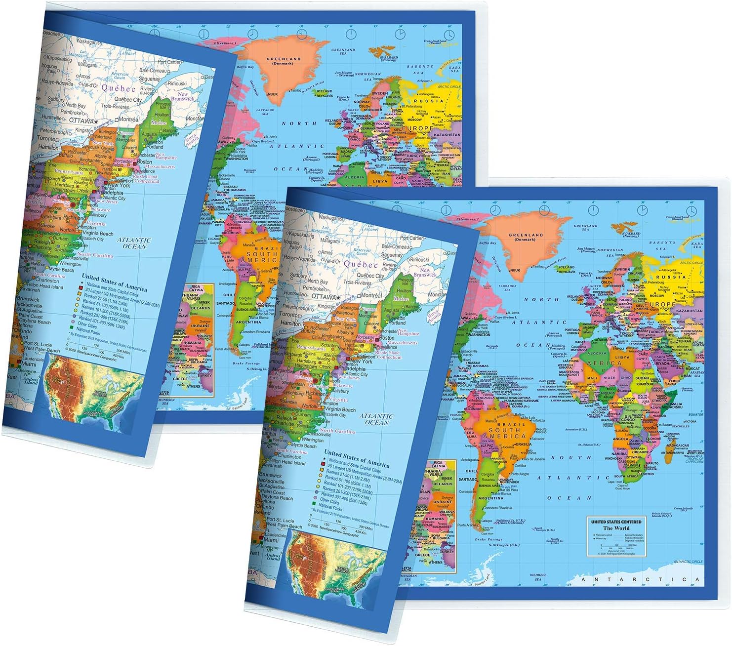Amazon.com : 2-Sided Desk Map with Durable Lamination (2 Desk Maps: US ...