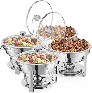 Amazon.com: KWDOBUUS 4 Packs Chafing Dish Buffet Set,8QT Round Glass ...